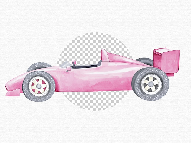 Watercolor Pink Racecar Clipart - Racing Car Clipart - Racecar PNG ...