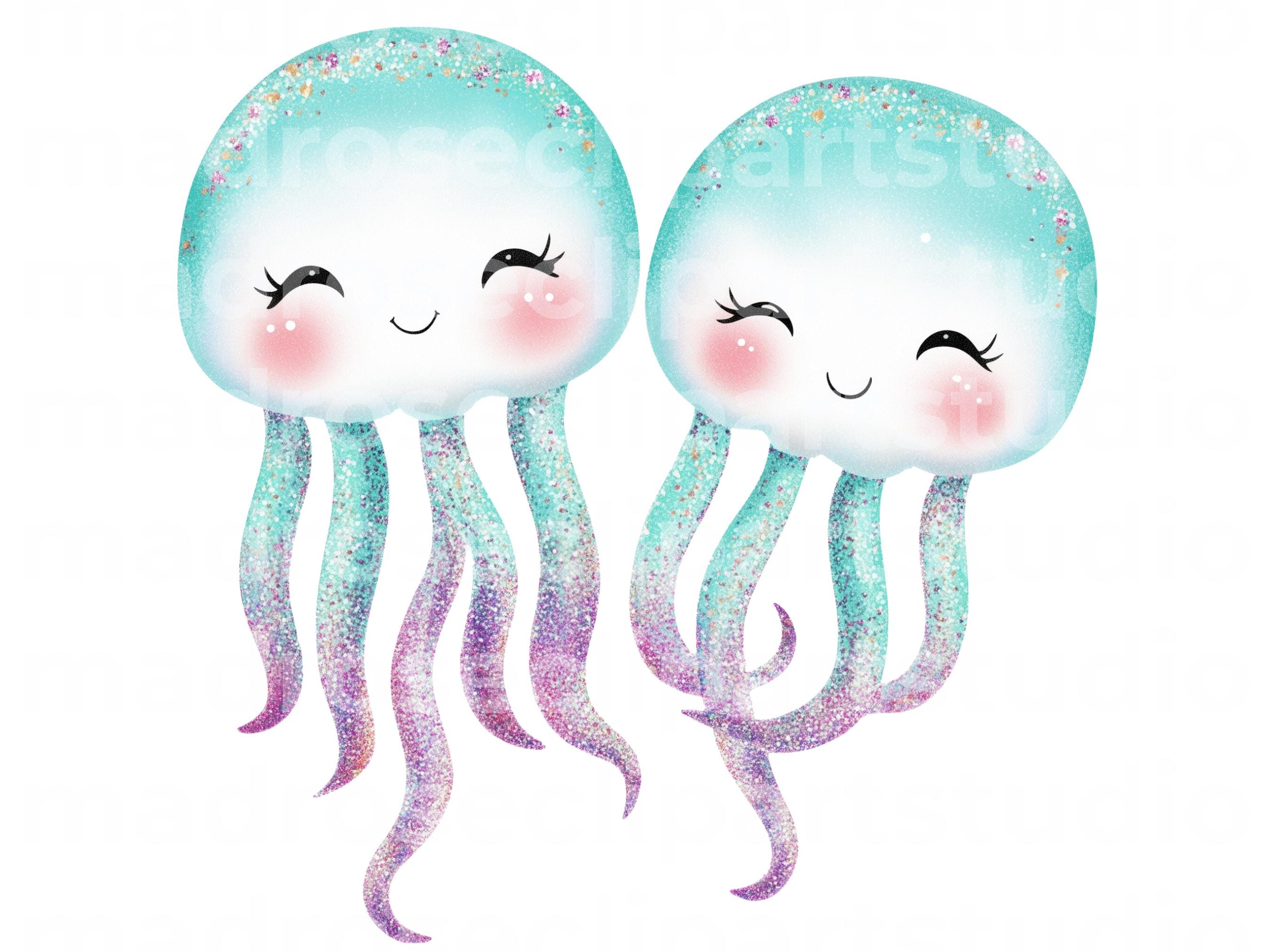 Watercolor Cute Glittery Sea Creatures Clipart Collection - Mermaid ...