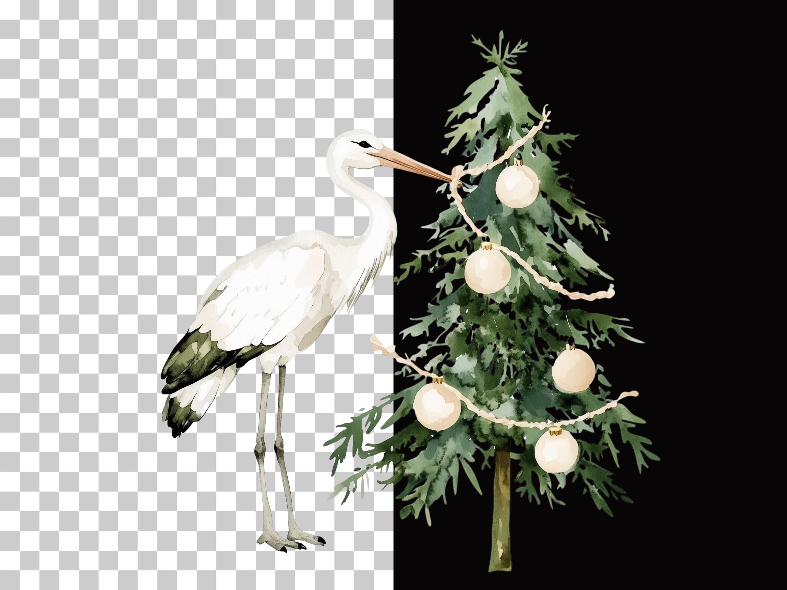 Watercolor Christmas Stork Clipart, Stork PNG, Christmas Clipart, Stork ...