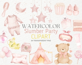 Watercolor Pajama Party, Slumber Party Clipart, Pajama Clipart ...