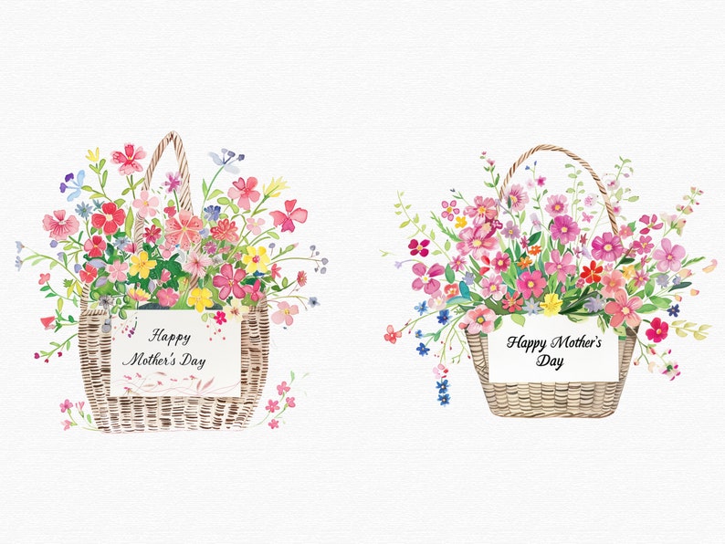 Watercolor Mother's Day Clipart, Happy Mother's Day Clipart, Flower ...