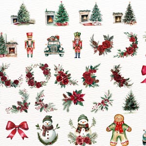 Watercolor Christmas Clipart - Christmas Floral Clipart - Christmas ...