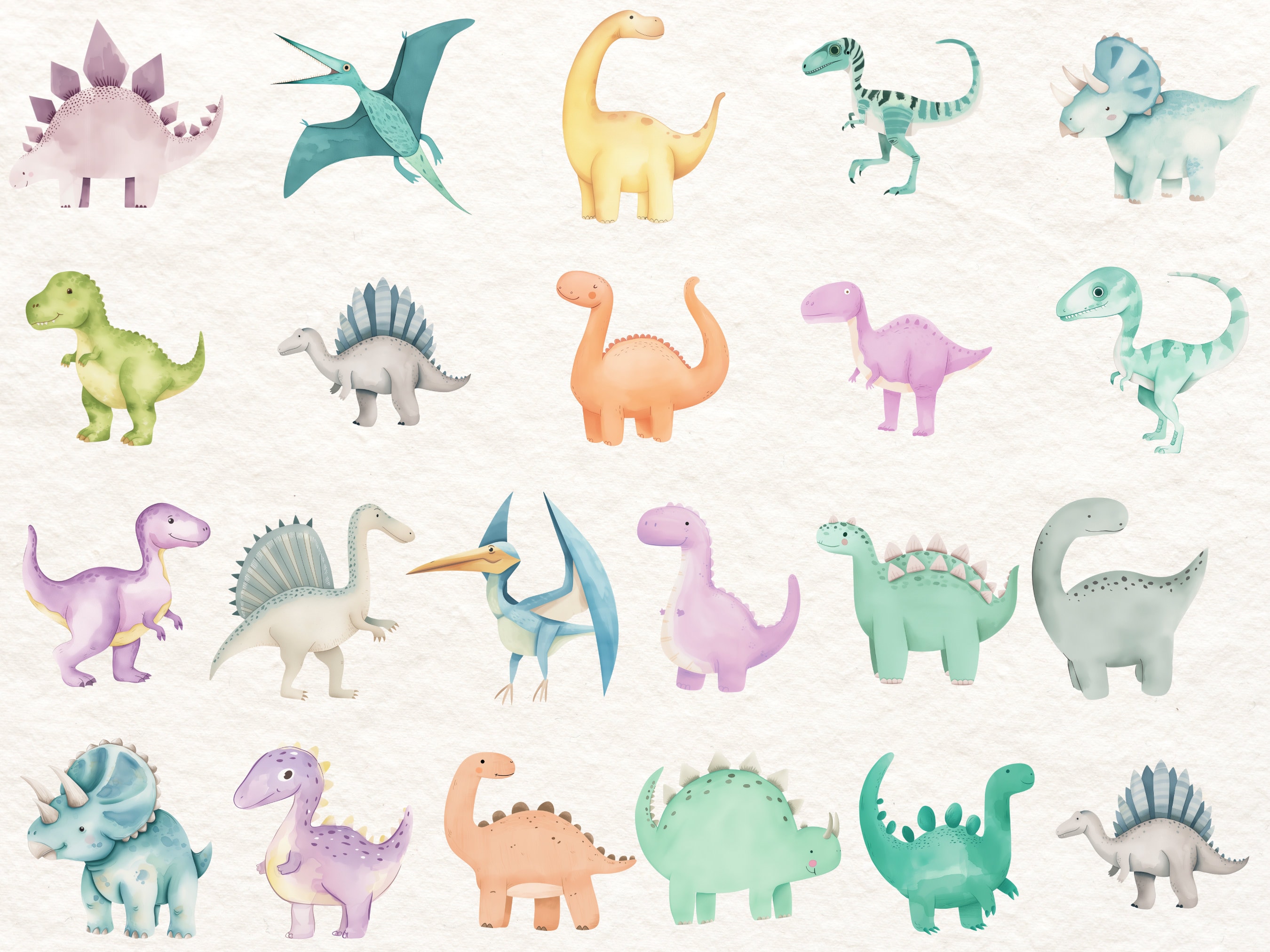 Dinosaur Watercolor Clipart Set - Prehistoric Clipart - Watercolor ...