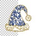 Gold Glitter Chinoiserie Christmas Santa Hat PNG - Blue Christmas PNG ...