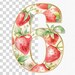 Watercolor Strawberry Number Clipart - Gold Border - Strawberry PNG - 0 ...