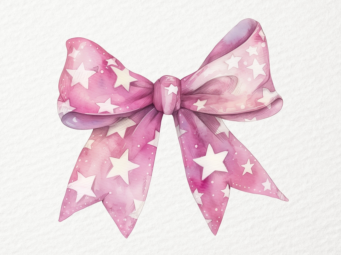 Watercolor Pink Bows Clipart - Dusty Pink Ribbon Bow - Pink Gingham Bow ...