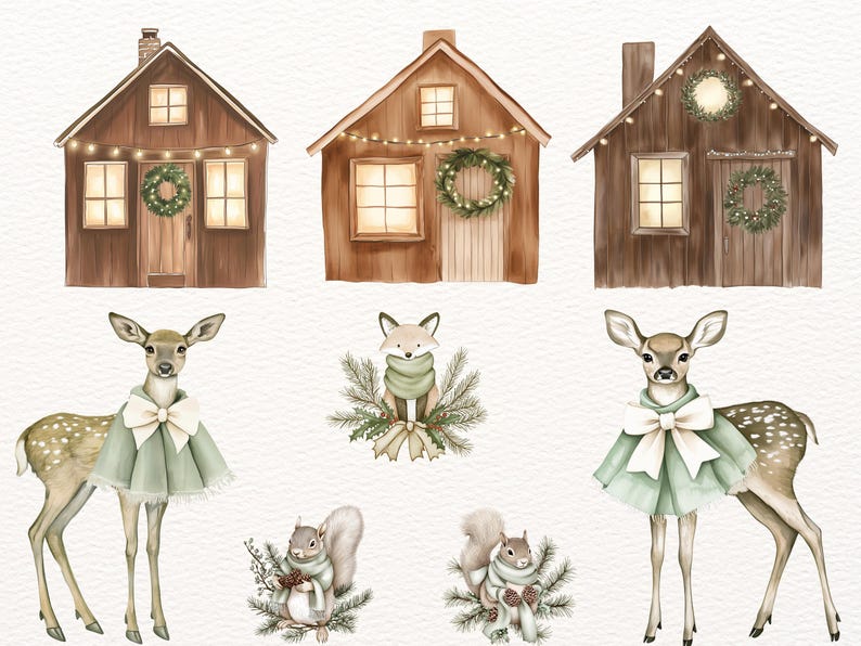 Watercolor Christmas Clipart, Boho Christmas, Ornaments Clipart ...