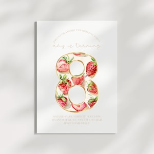 Watercolor Strawberry Number Clipart - Gold Border - Strawberry PNG - 0 ...