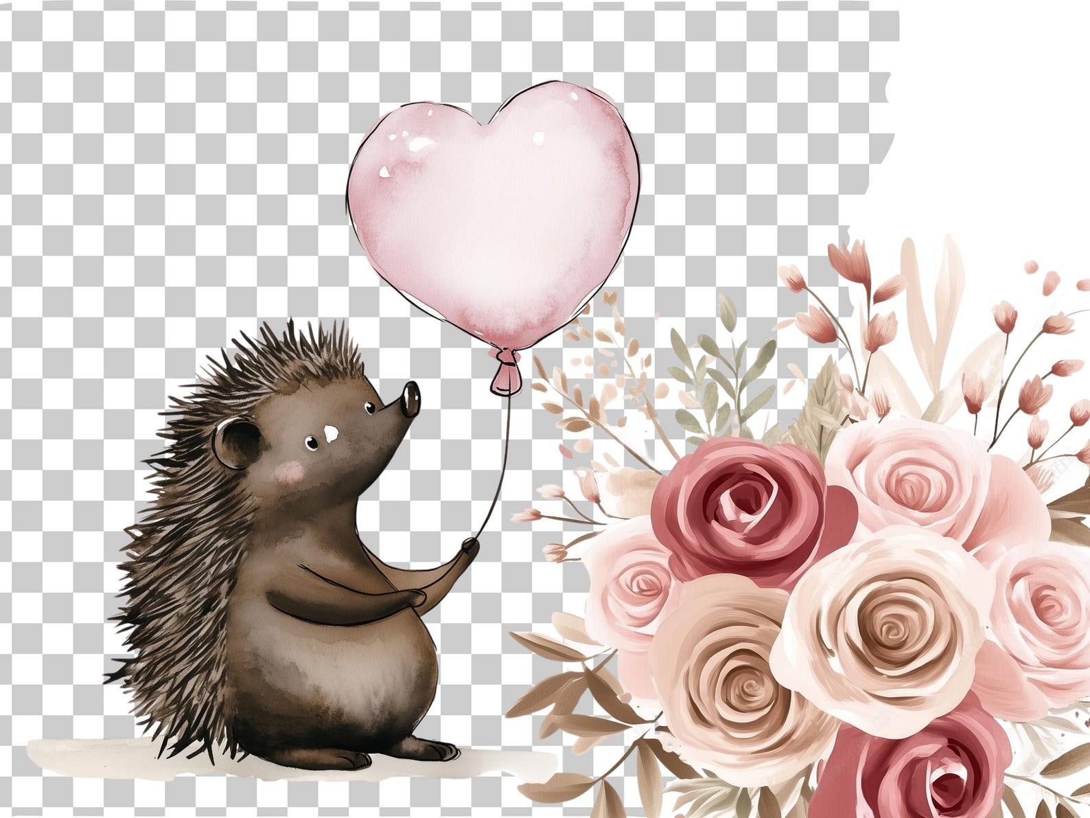 Woodland Valentine Clipart - Watercolor Valentine Clipart - Valentine ...