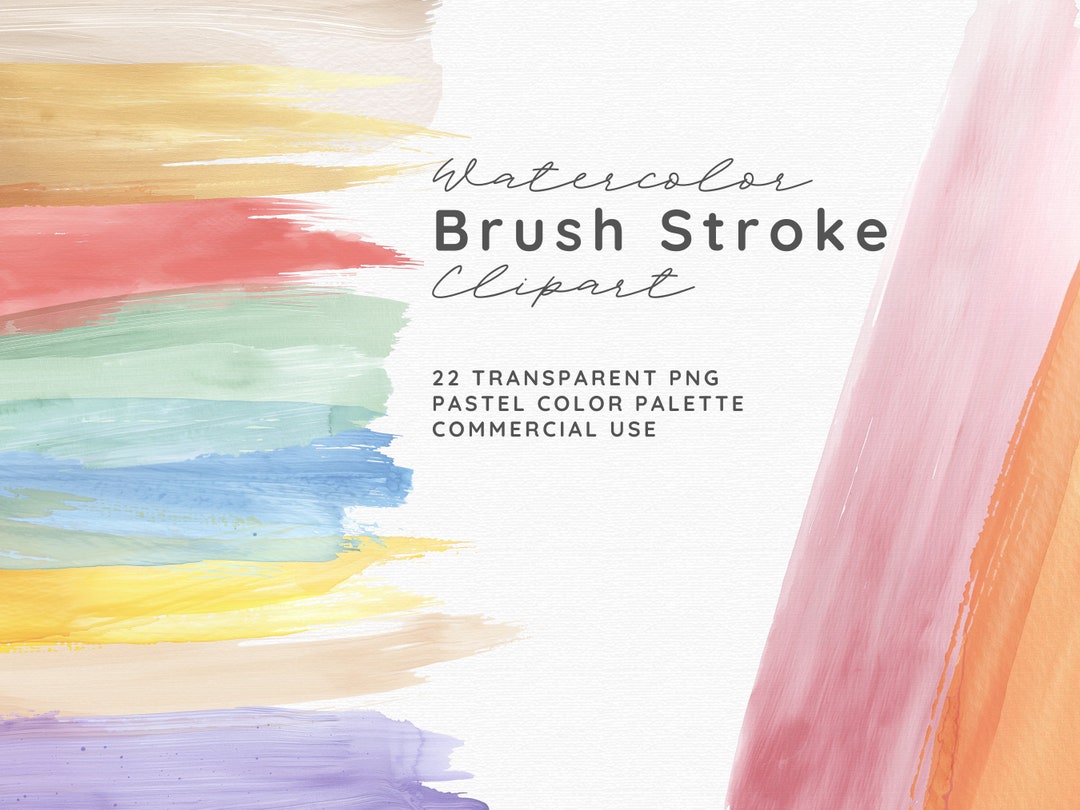 22 Pastel Watercolor Brush Stroke Clipart, Watercolor Brush Stroke PNG ...