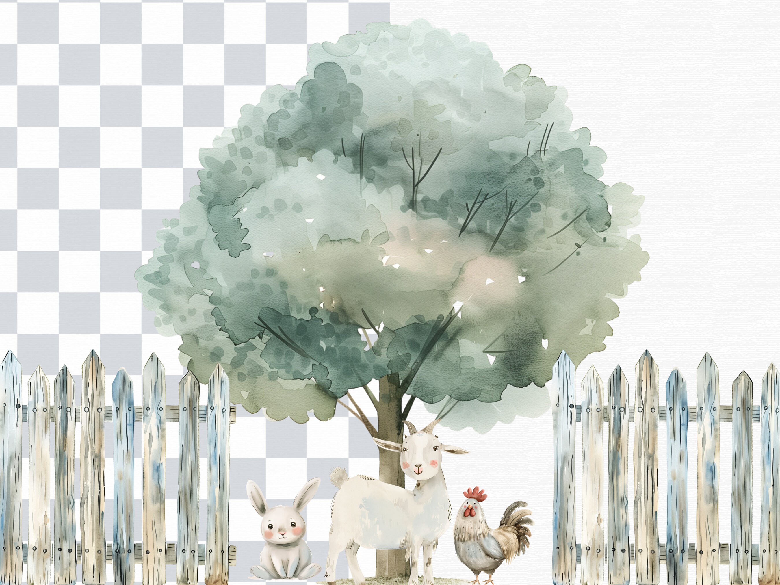 Watercolor Farm Animal Clipart Bundle, Nursery Decor, Baby Shower Decor ...