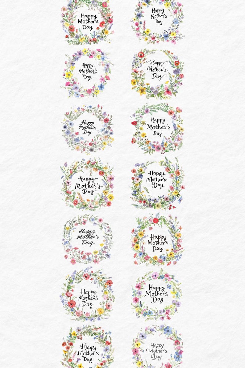 Watercolor Mother's Day Clipart, Happy Mother's Day Clipart, Floral ...