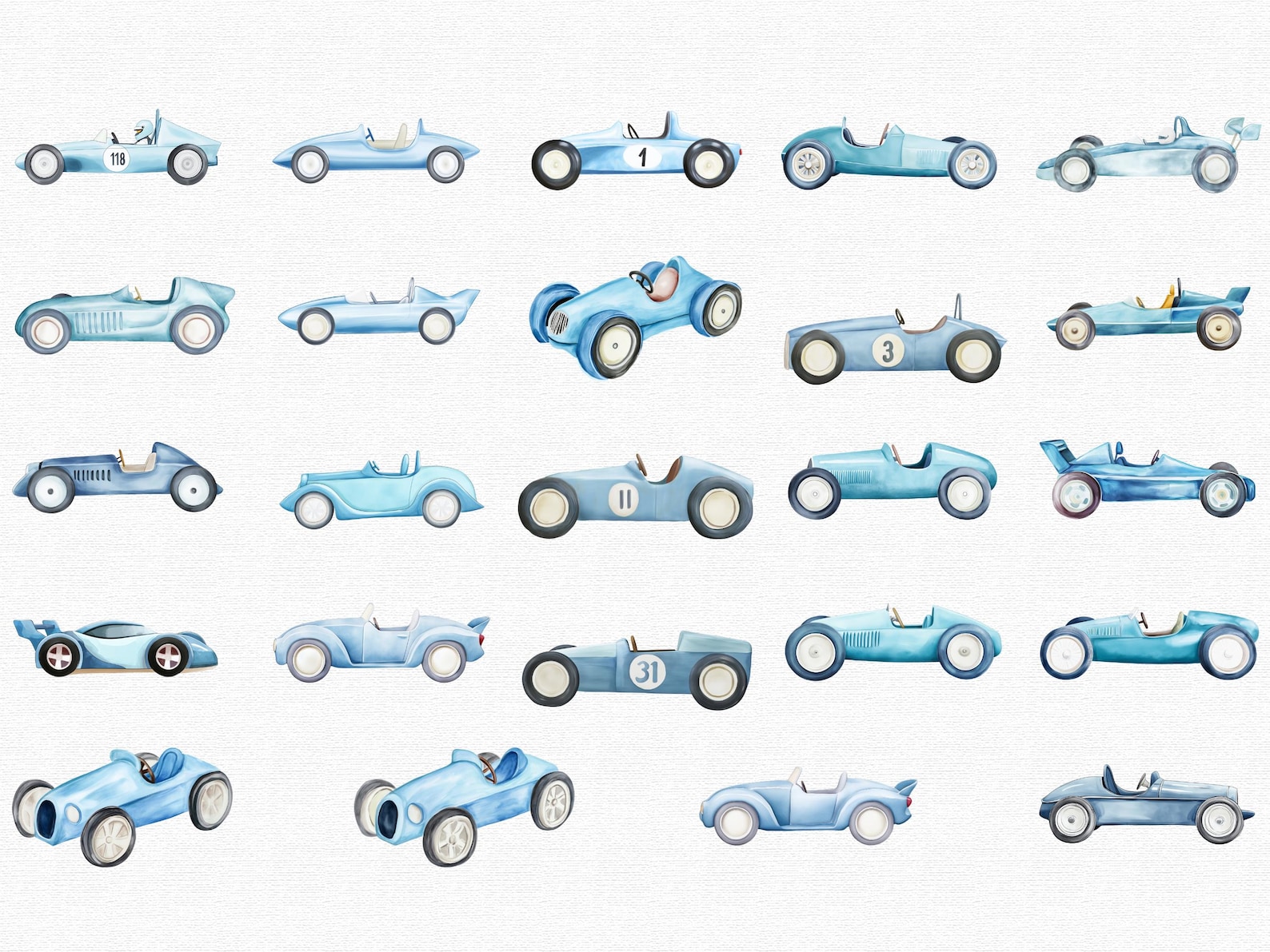 Watercolor Blue Racecar Clipart - Racing Car Clipart - Racecar PNG ...