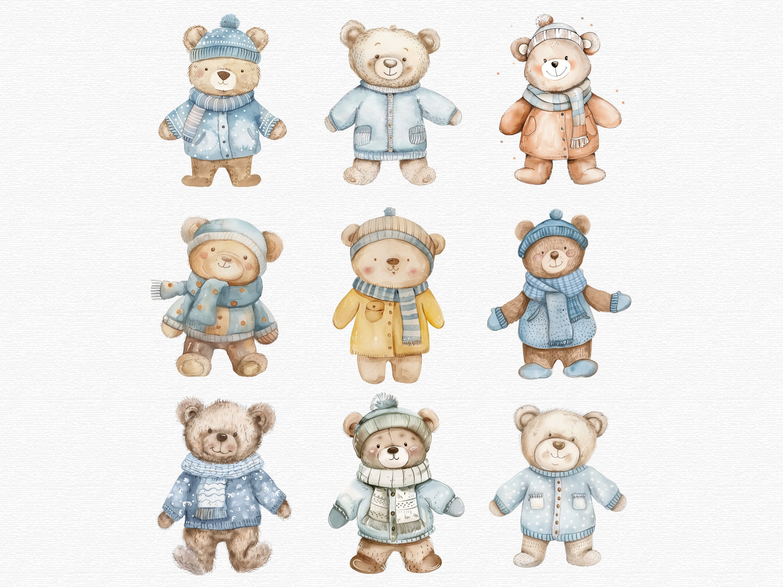 18 Teddy Bear Watercolor Clipart Winter Fashion Teddy Bear Teddy Bear ...