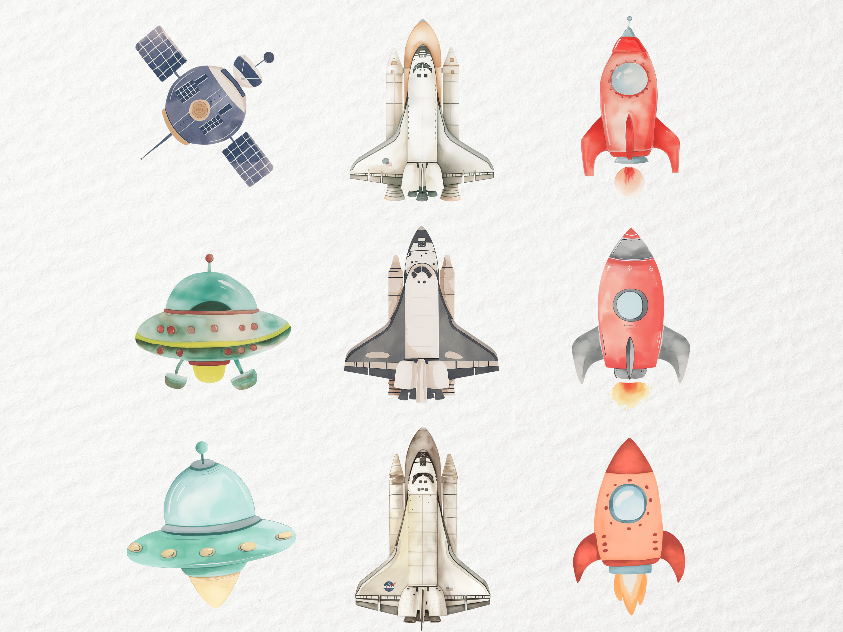 Astronaut and Space Watercolor Clipart, Space Digital Print, Celestial ...