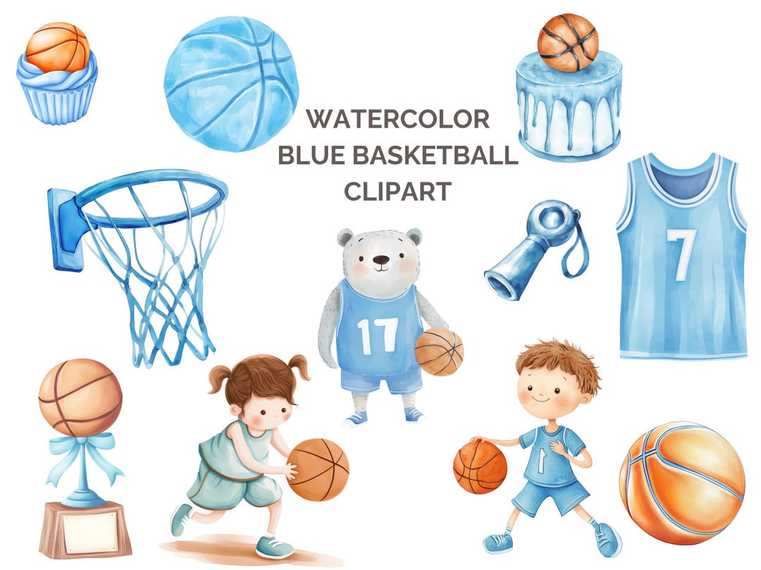 Watercolor Basketball Clipart, Basketball PNG, Basketball Illustration ...
