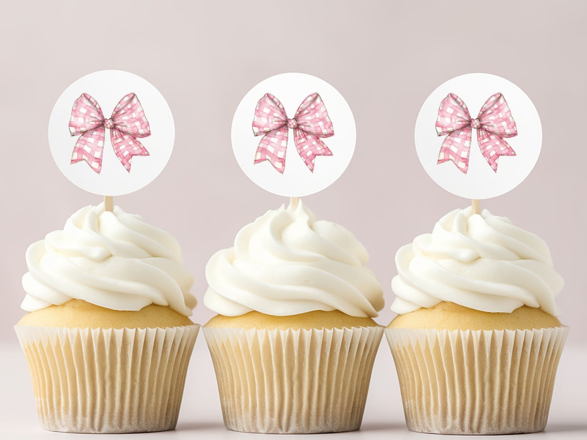 Watercolor Pink Bows Clipart - Dusty Pink Ribbon Bow - Pink Gingham Bow ...