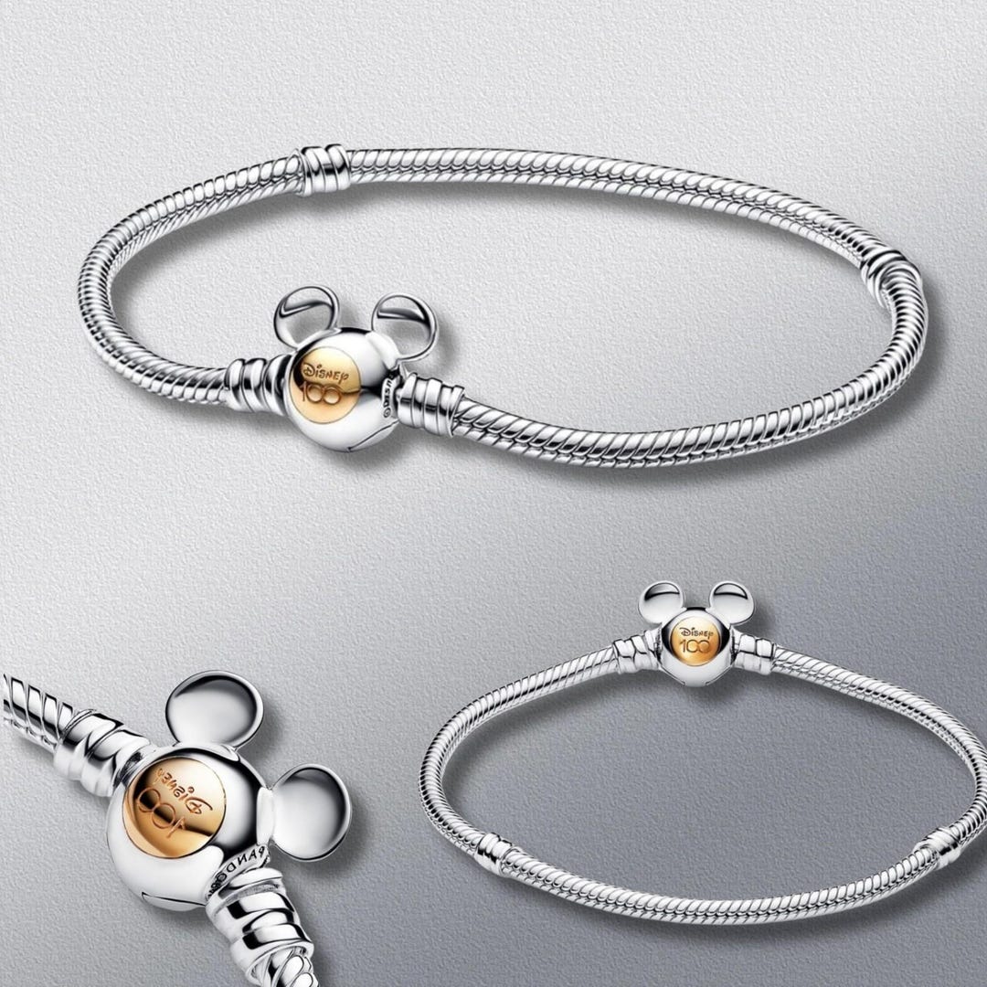 Disney Series/100th Anniversary Snake Chain Bracelet/s925 Silver/beaded ...