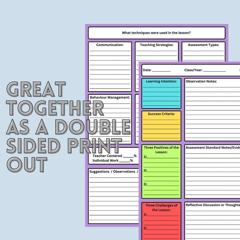 Lesson Observation Feedback Sheet - Etsy