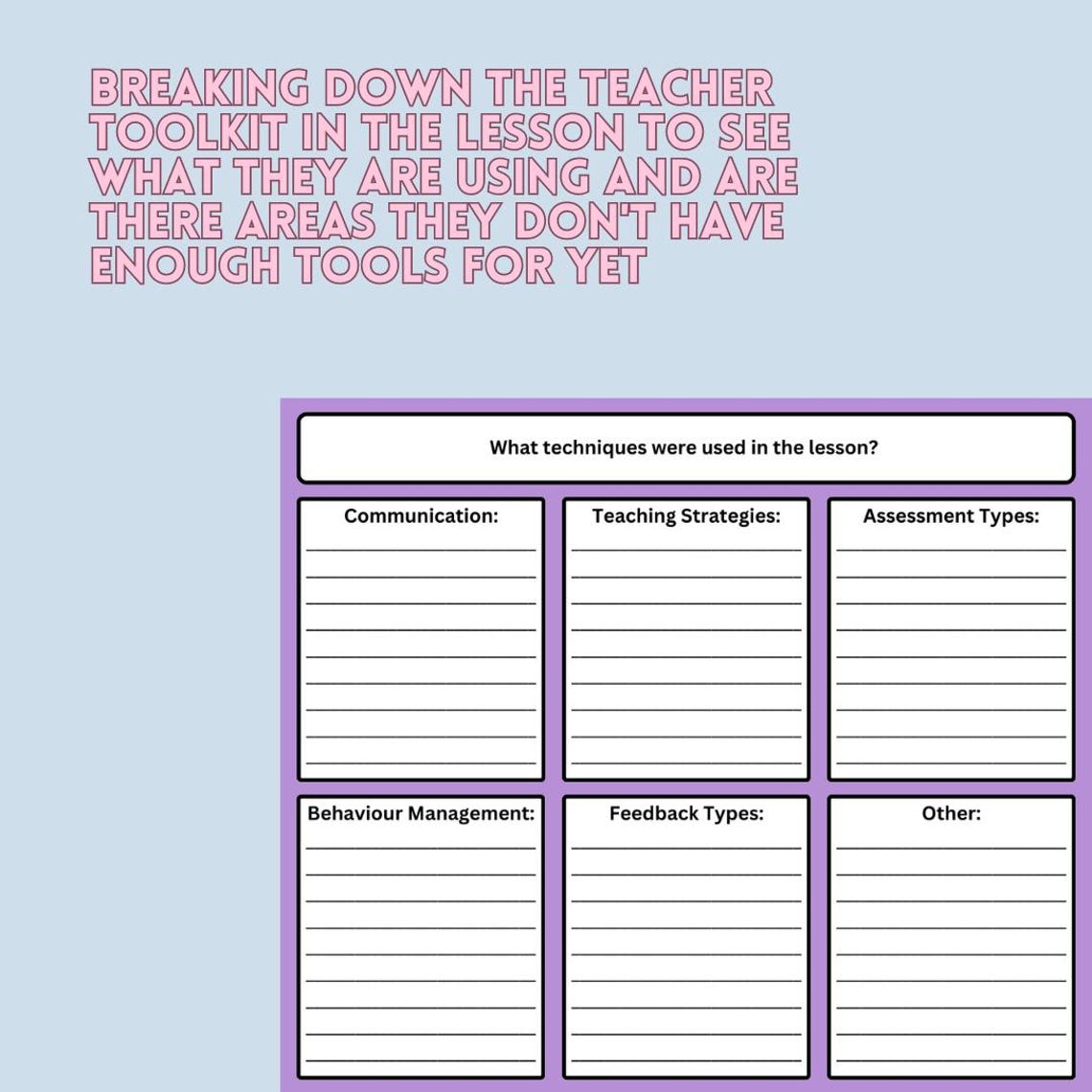 Lesson Observation Feedback Sheet - Etsy