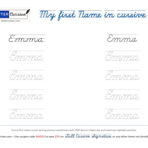 Write Emma in Cursive. Download and Print as Often as You Like ...