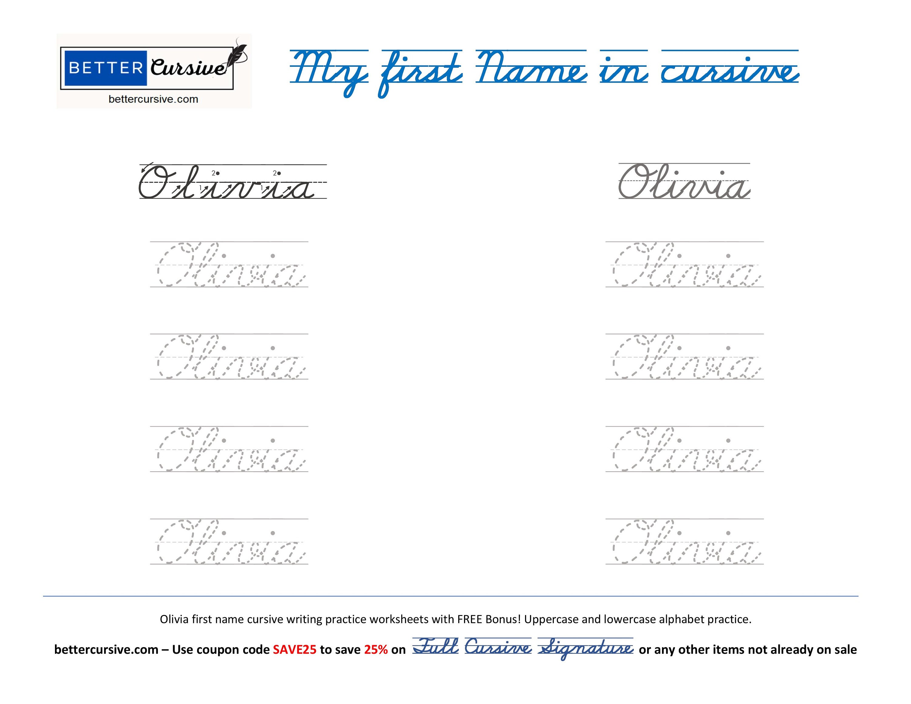 Write Olivia in Cursive. Download and Print as Often as You Like ...