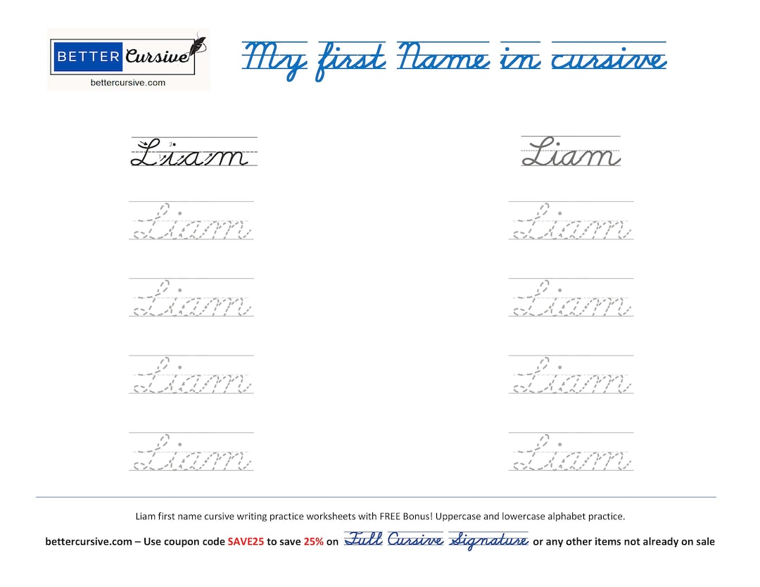 Write Liam in Cursive. Download and Print as Often as You Like ...