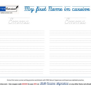 Write Emma in Cursive. Download and Print as Often as You Like ...