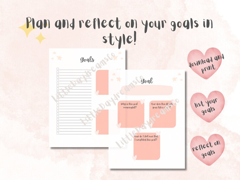 Cute, Chic, Minimal, New Year Goal Planner, Goal Setting, Productivity ...