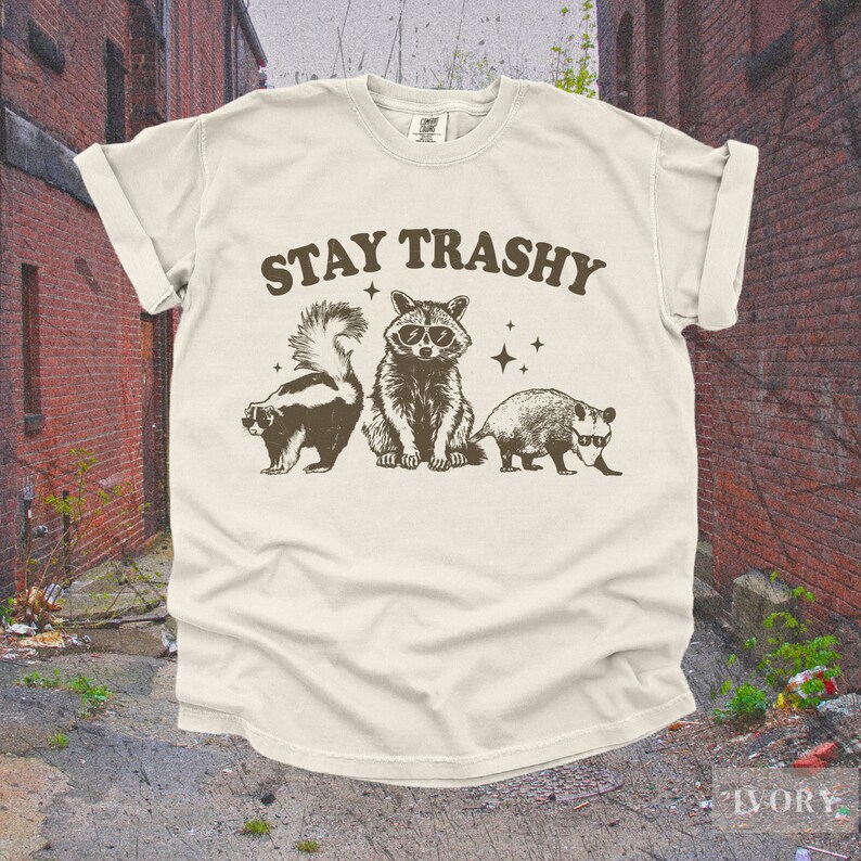Vintage Stay Trashy Skunk Opossum Racoon T Shirt Retro Funny 90s Y2K ...