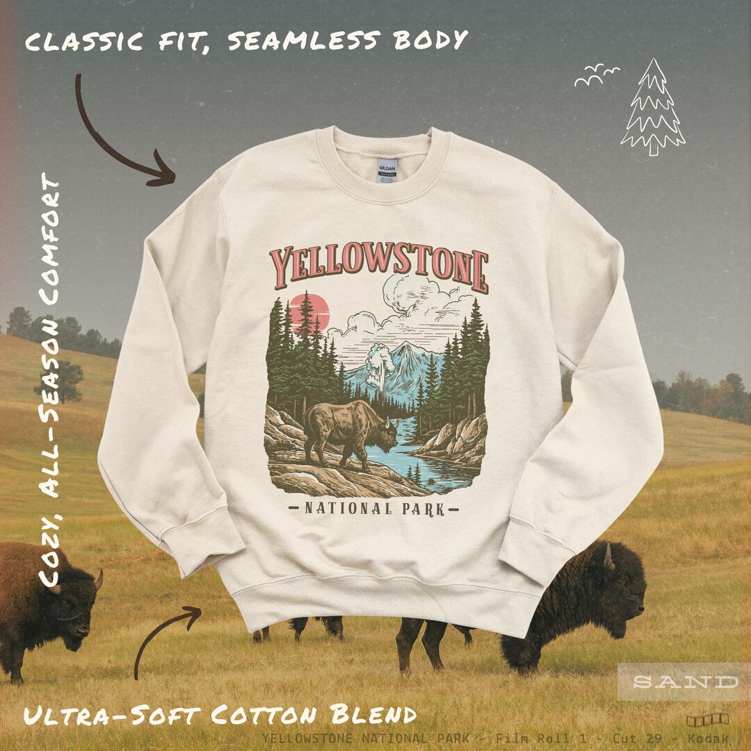Vintage Yellowstone Sweatshirt | Retro US National Park Sweater, Trendy ...
