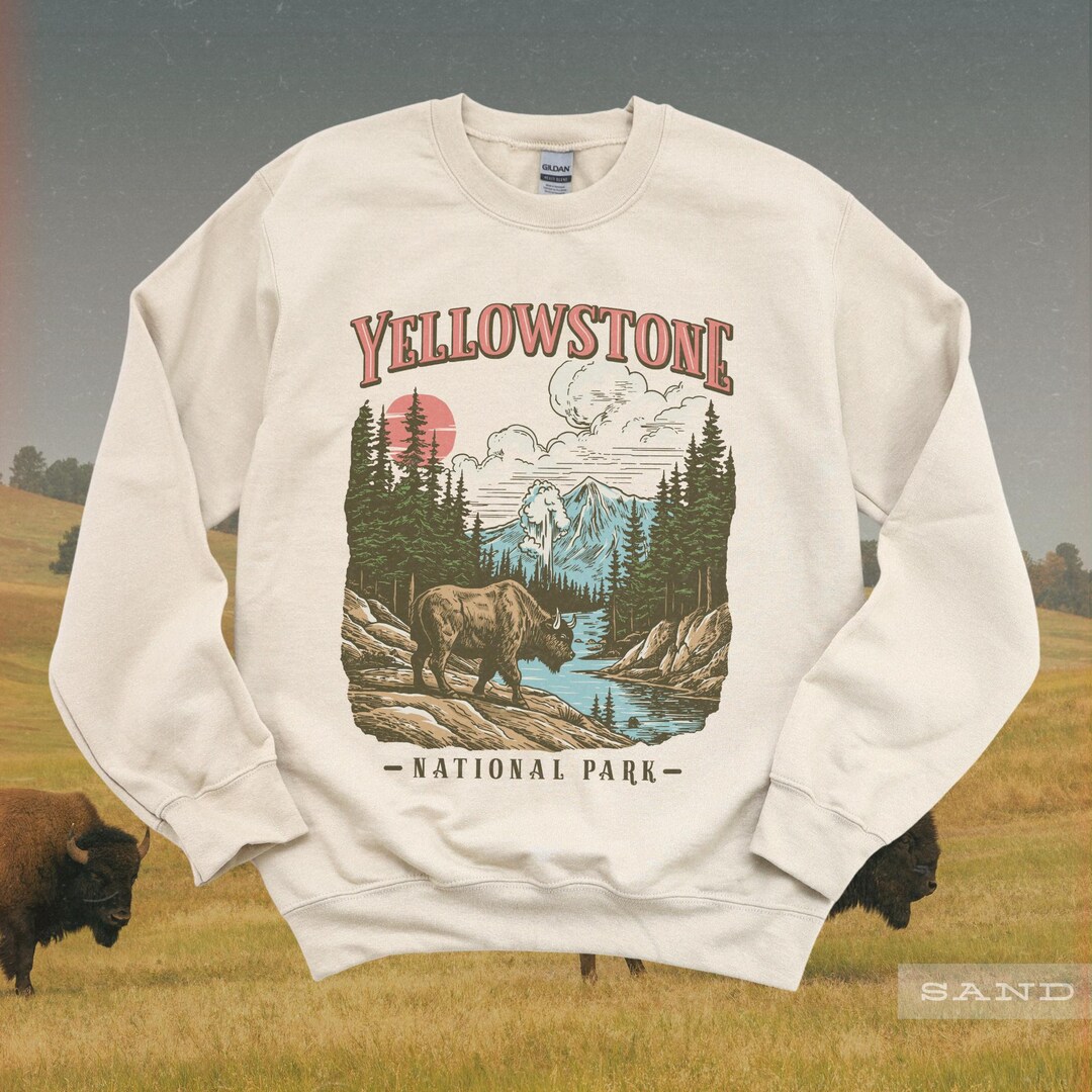 Vintage Yellowstone Sweatshirt Retro US National Park Sweater, Trendy ...
