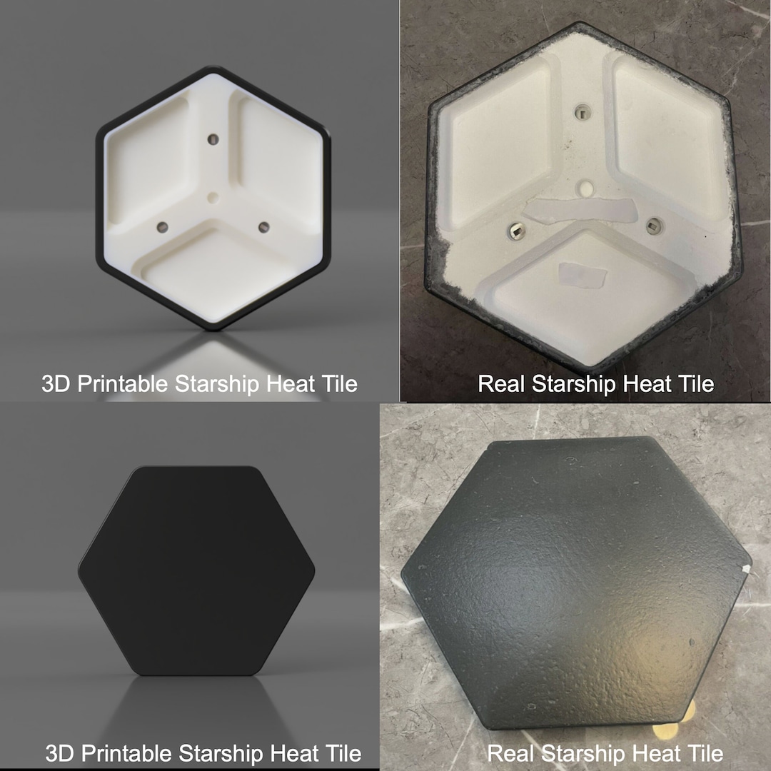 Spacex Starship Hexagonal Heat Tile Stls - Full Scale and 1/2 Scale ...