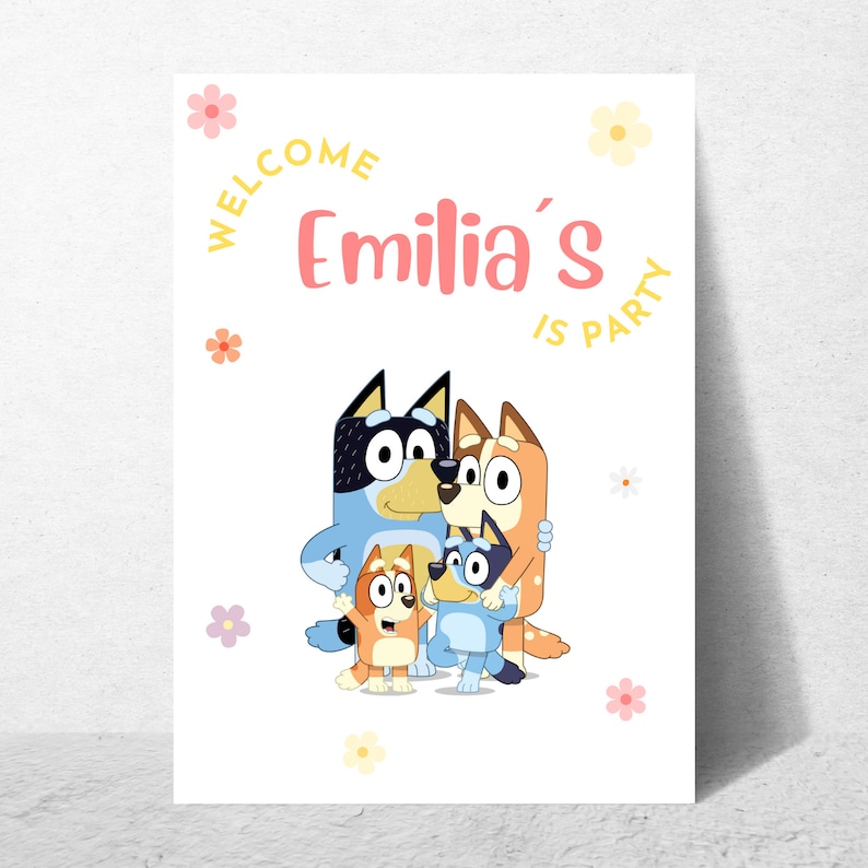 Bluey Birthday Party Kit Printable Invite, Banner, Thank You Tags - Etsy