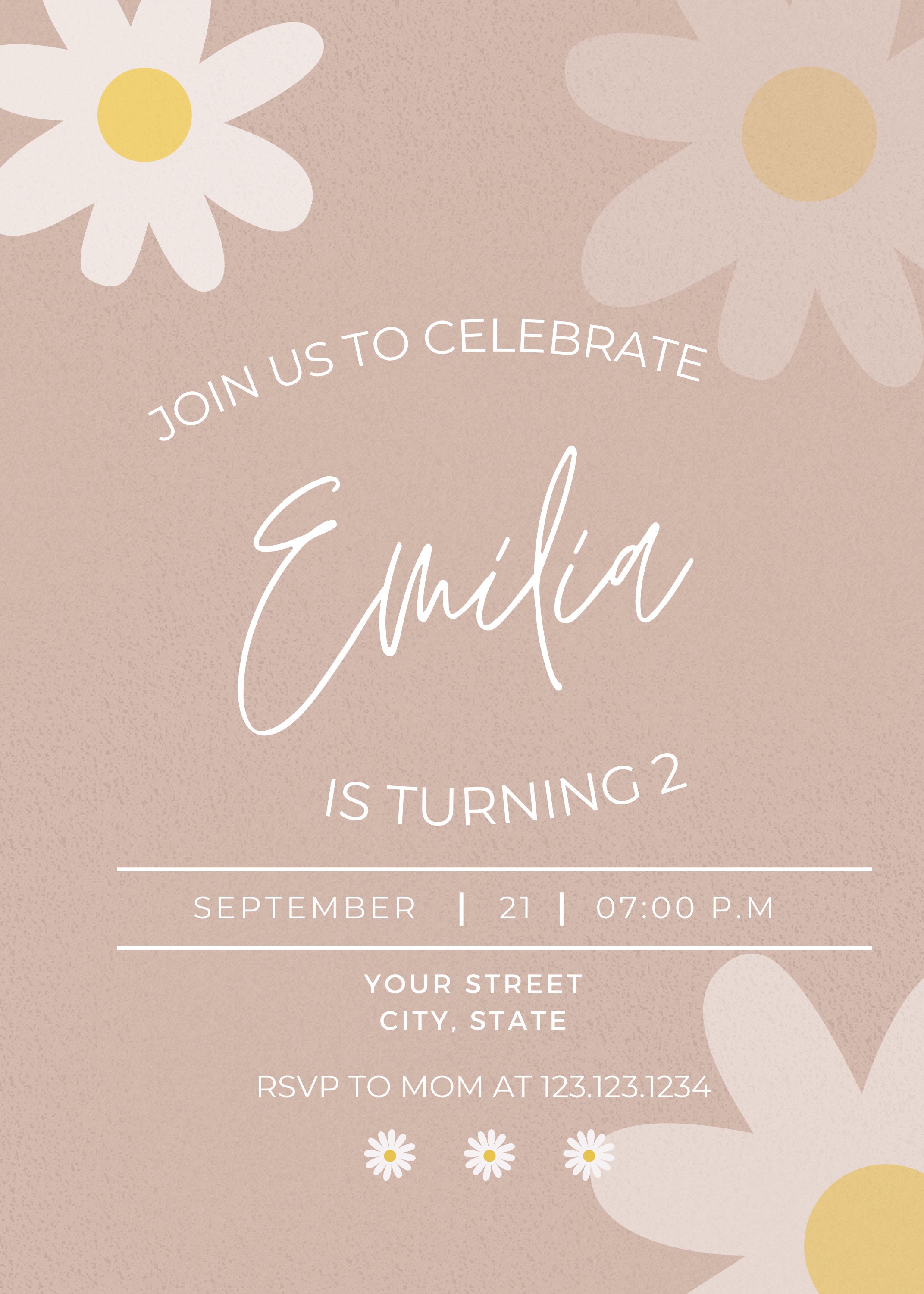 Daisy Birthday Invite - Editable Canva Template - Etsy