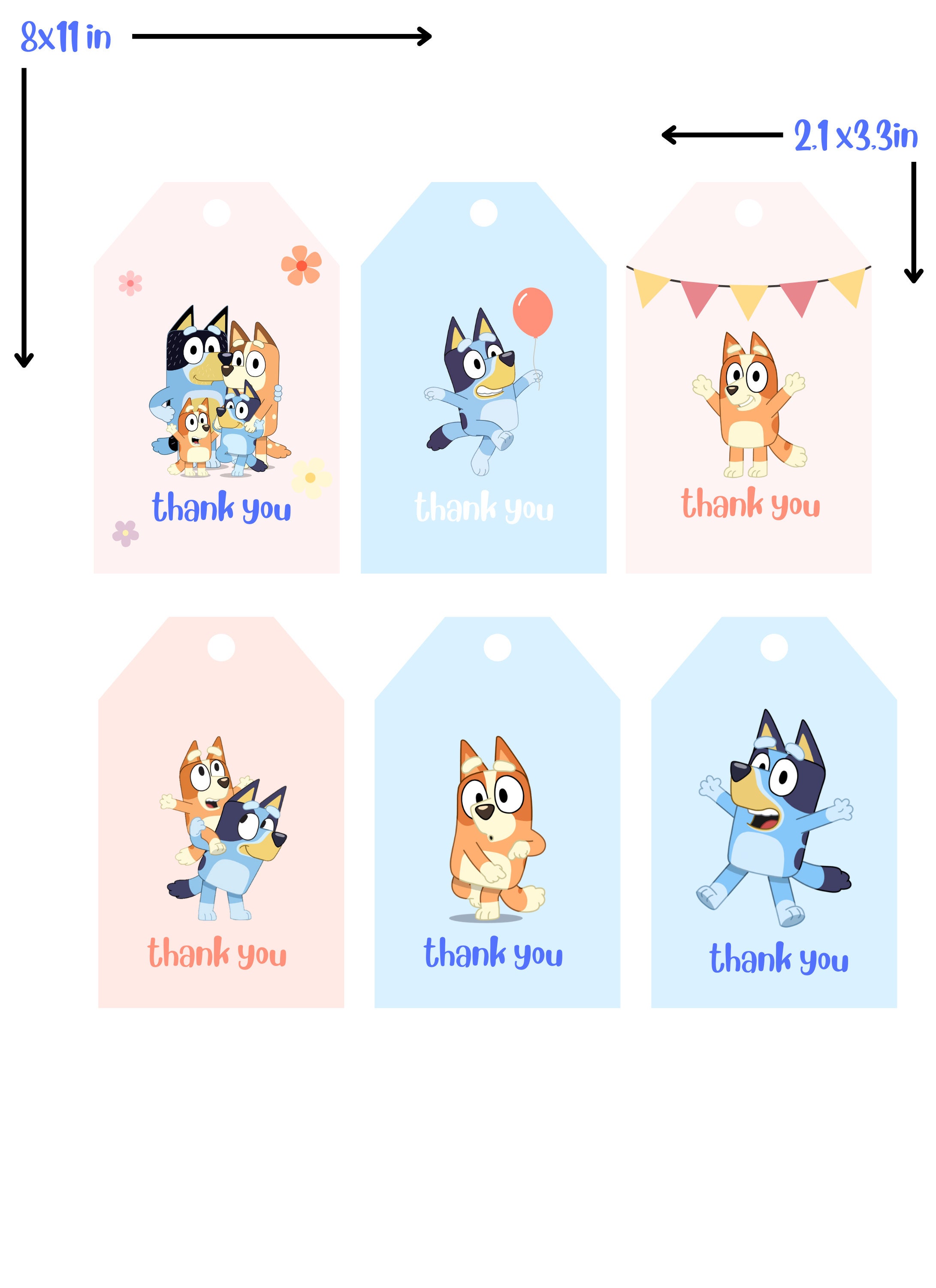 Bluey Birthday Party Kit - Printable Invite, Banner, Thank You Tags - Etsy