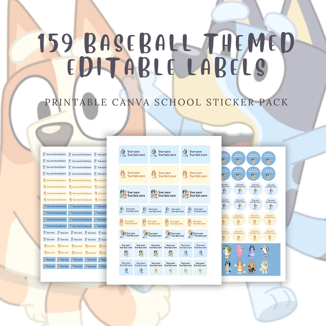 159 Bluey School Labels - Editable & Printable Tags for Kids’ Supplies ...