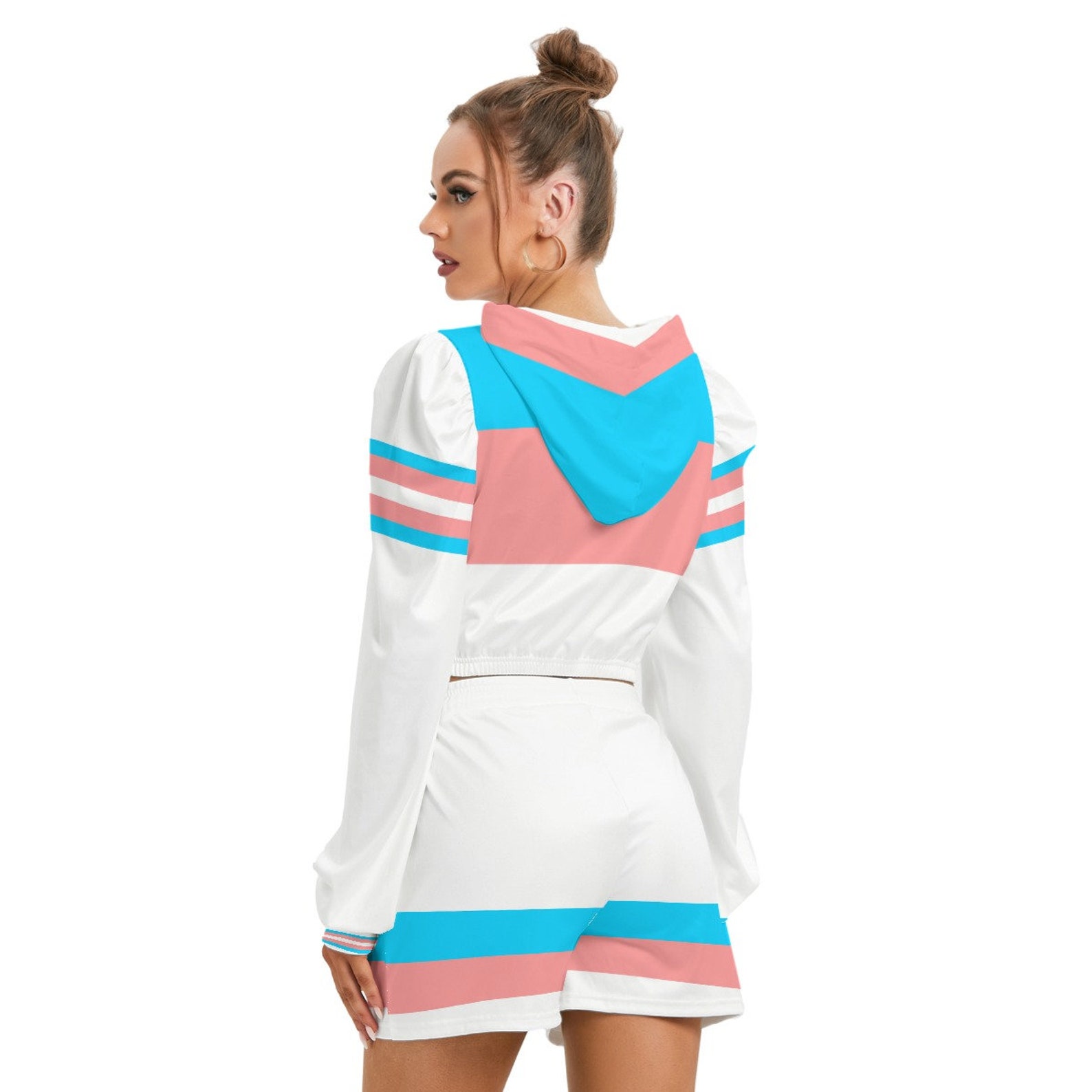 Trans Hoodie Crop Top and Shorts Set Lounge Set Two Piece Loungewear 2 ...