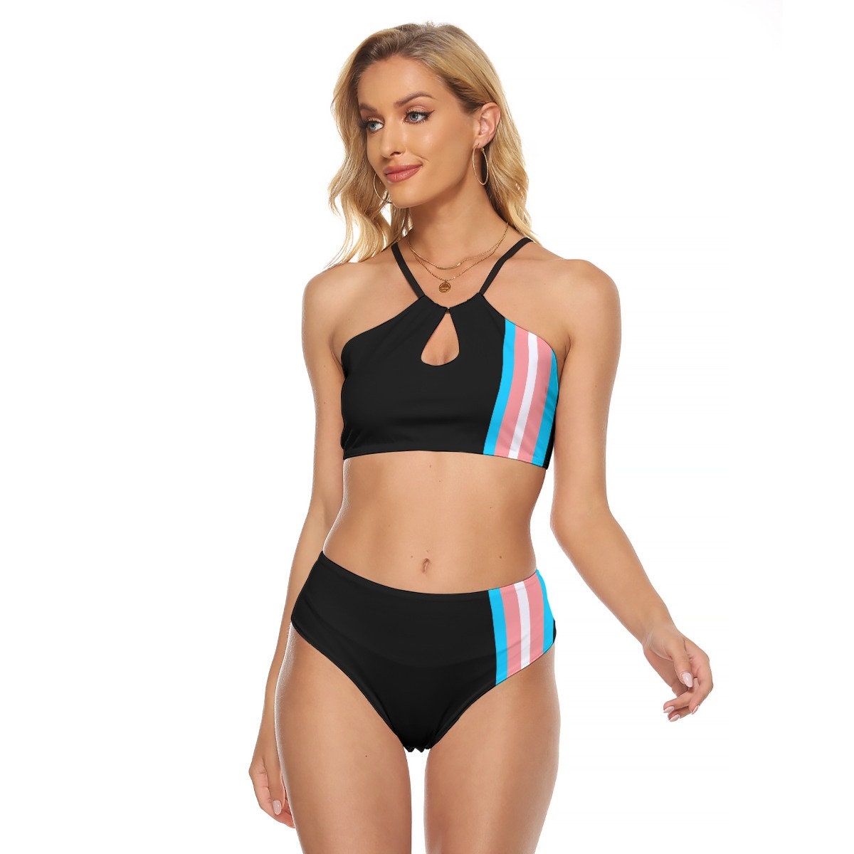 Trans Swimsuit Swimwear Pride Flag Black Swimwear Transgender Swimsuit Two Piece Bikini Trans - Etsy