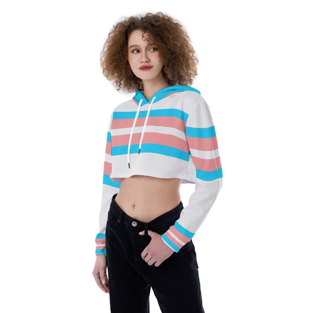 Transgender Crop Top Hoodie Crop Long Sleeve Summer Drawstring Hoodie ...