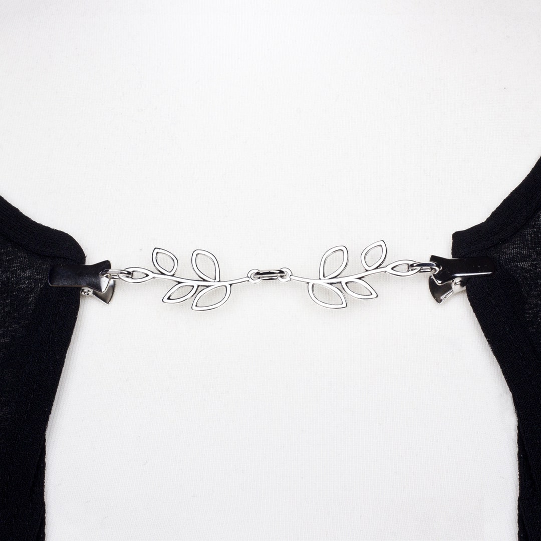 Cardigan Clip - Double Silver Branch and Leaf Sweater Clasp | Shawl ...