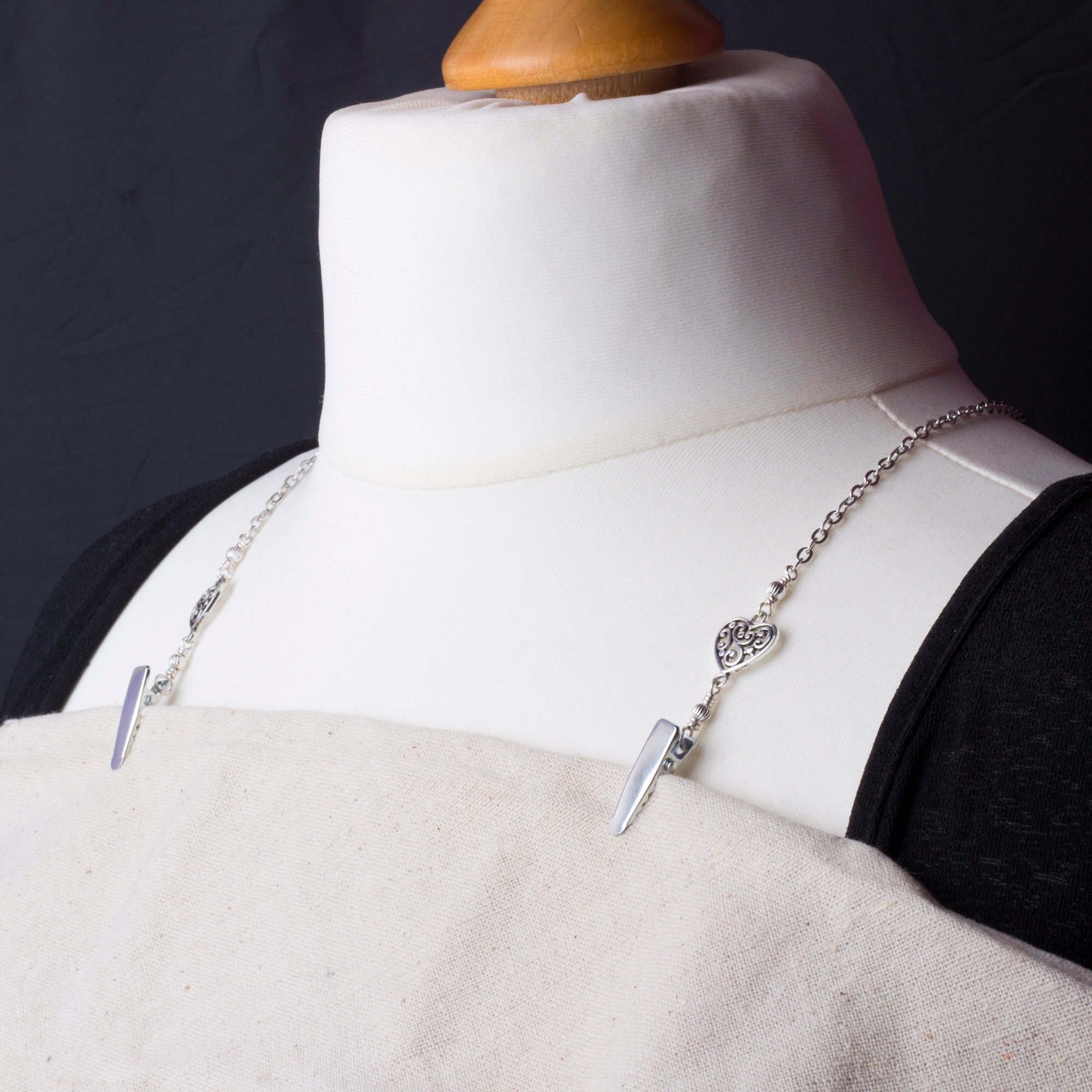 Napkin Clip Chain Filigree Heart Silver Serviette Clip - Etsy UK