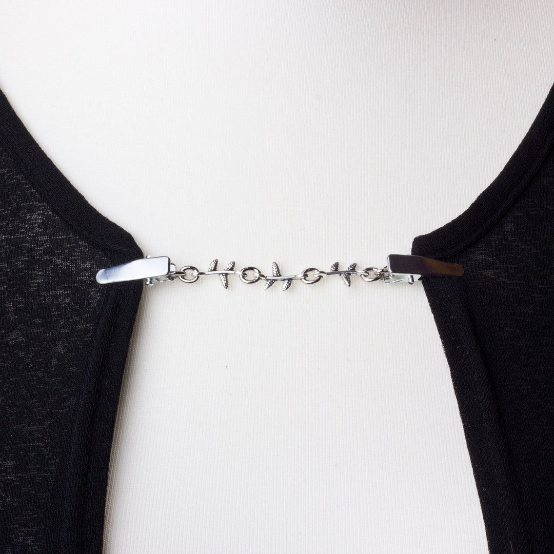 Cardigan Clips - Silver Branch and Leaf Link Sweater Clasp | Shawl ...