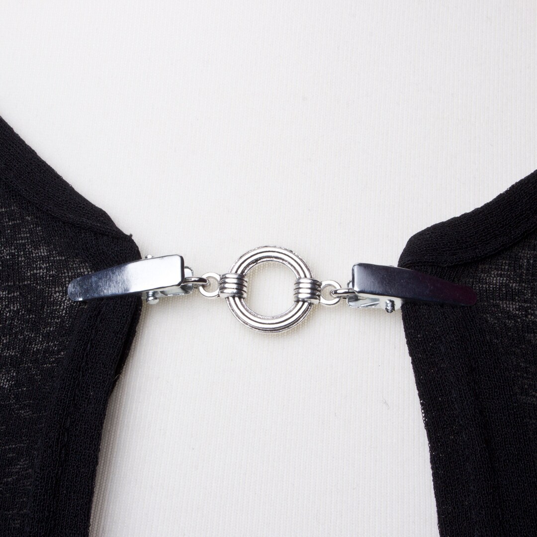 Cardigan Clasp Clips Silver Ring Sweater Clip Shawl Chain Pashmina Pin ...