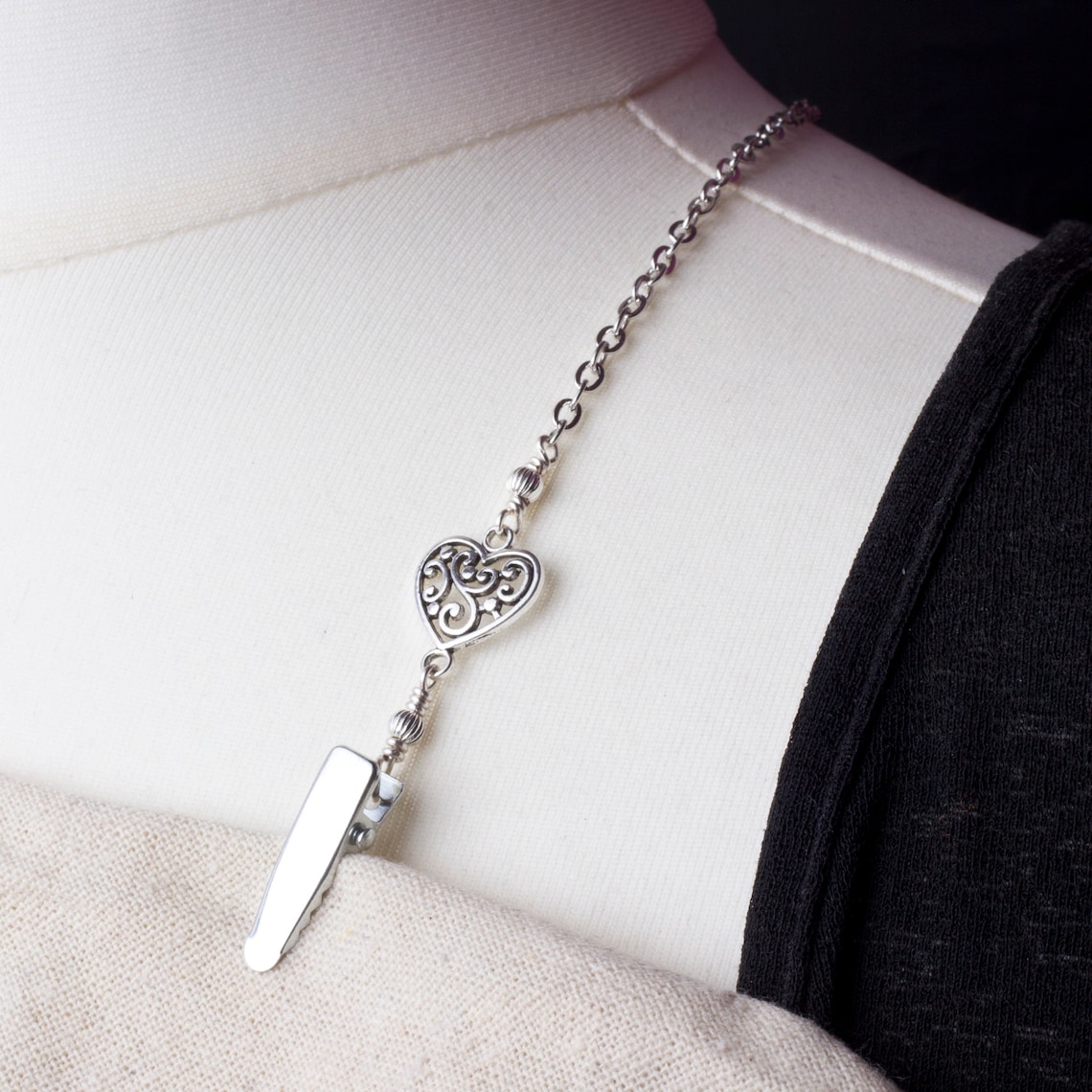 Napkin Clip Chain Filigree Heart Silver Serviette Clip - Etsy UK