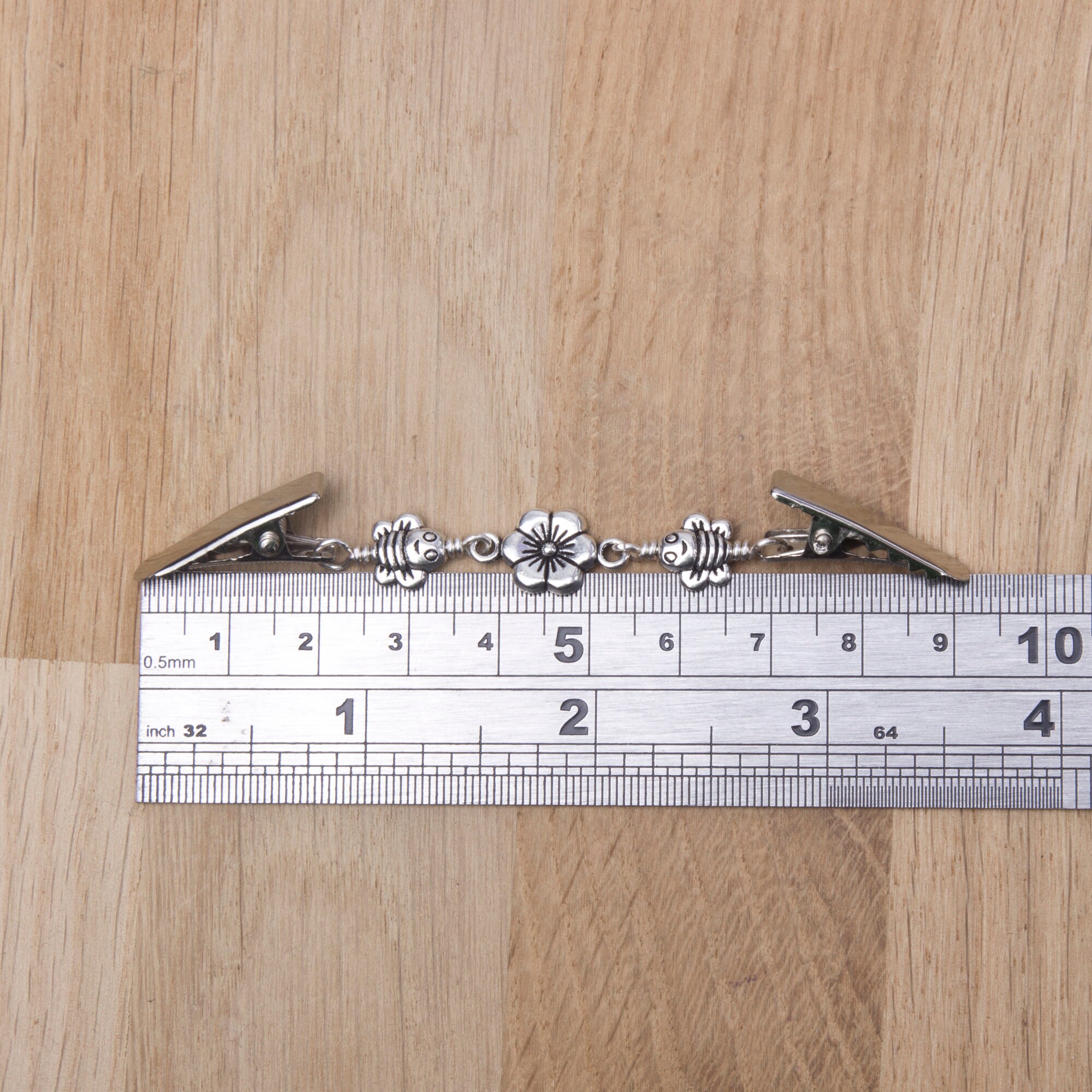 Bee and Flower Cardigan Clip Chain Silver Sweater Clip Shawl Chain ...