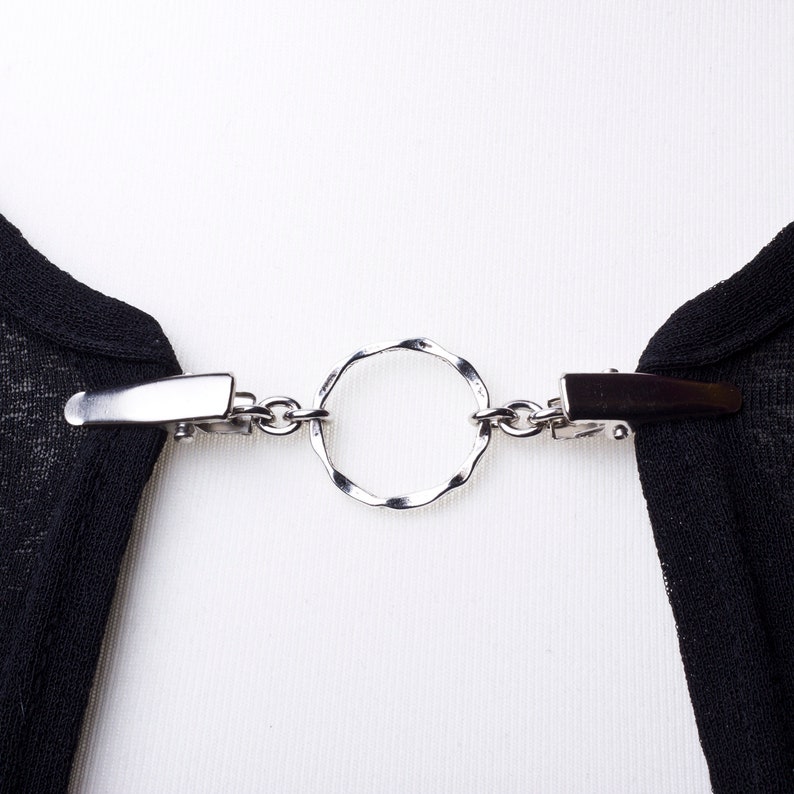 Circle Cardigan Clips Silver Ring Sweater Clasp Shawl Chain Pashmina ...