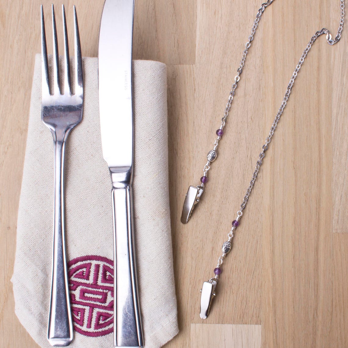 Gemstone Napkin Chain Amethyst Silver Serviette Clip - Etsy New Zealand