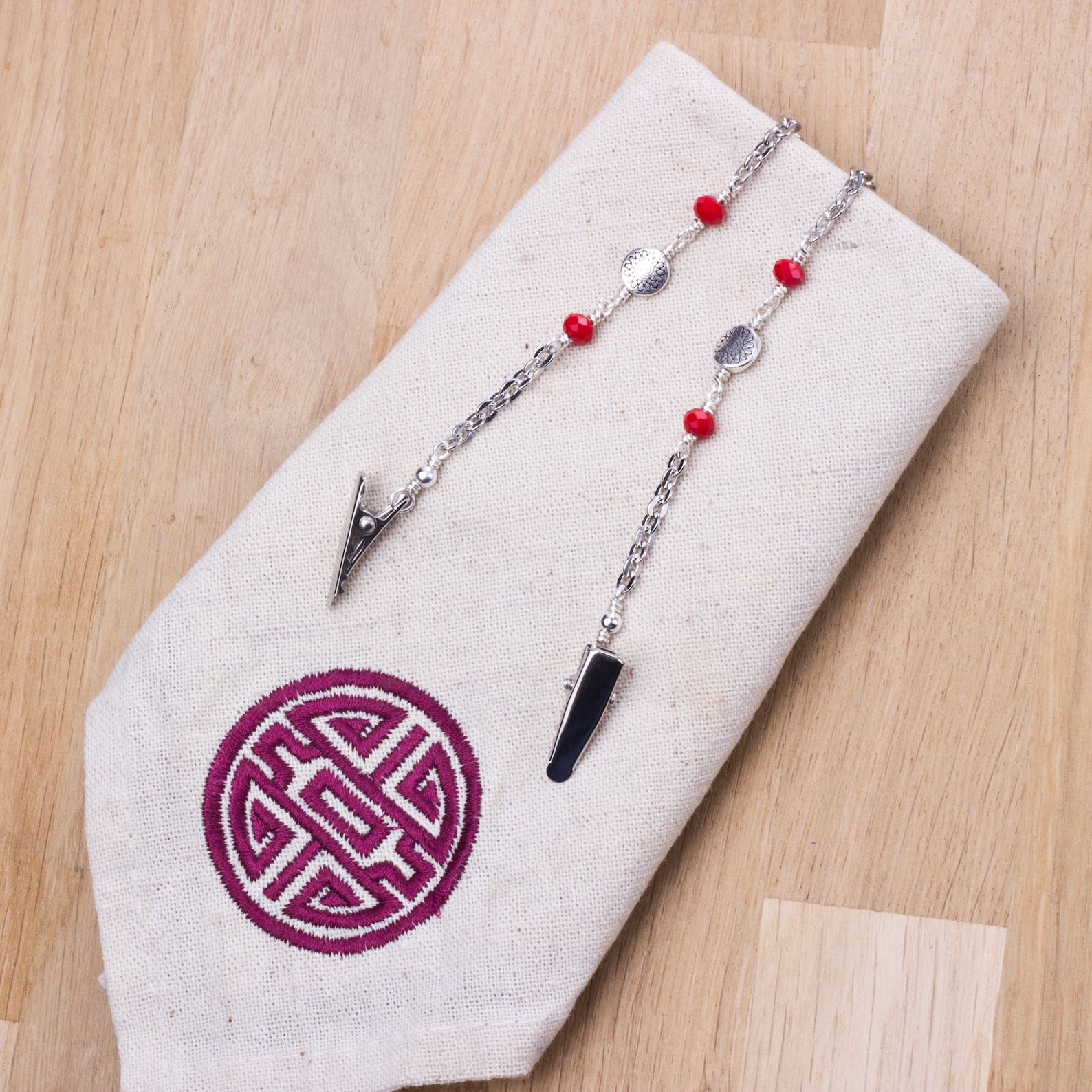 Napkin Clip Chain Red Bead Silver Serviette Clip Napkin - Etsy UK