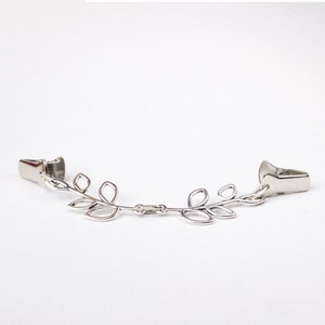 Cardigan Clip - Double Silver Branch and Leaf Sweater Clasp | Shawl ...
